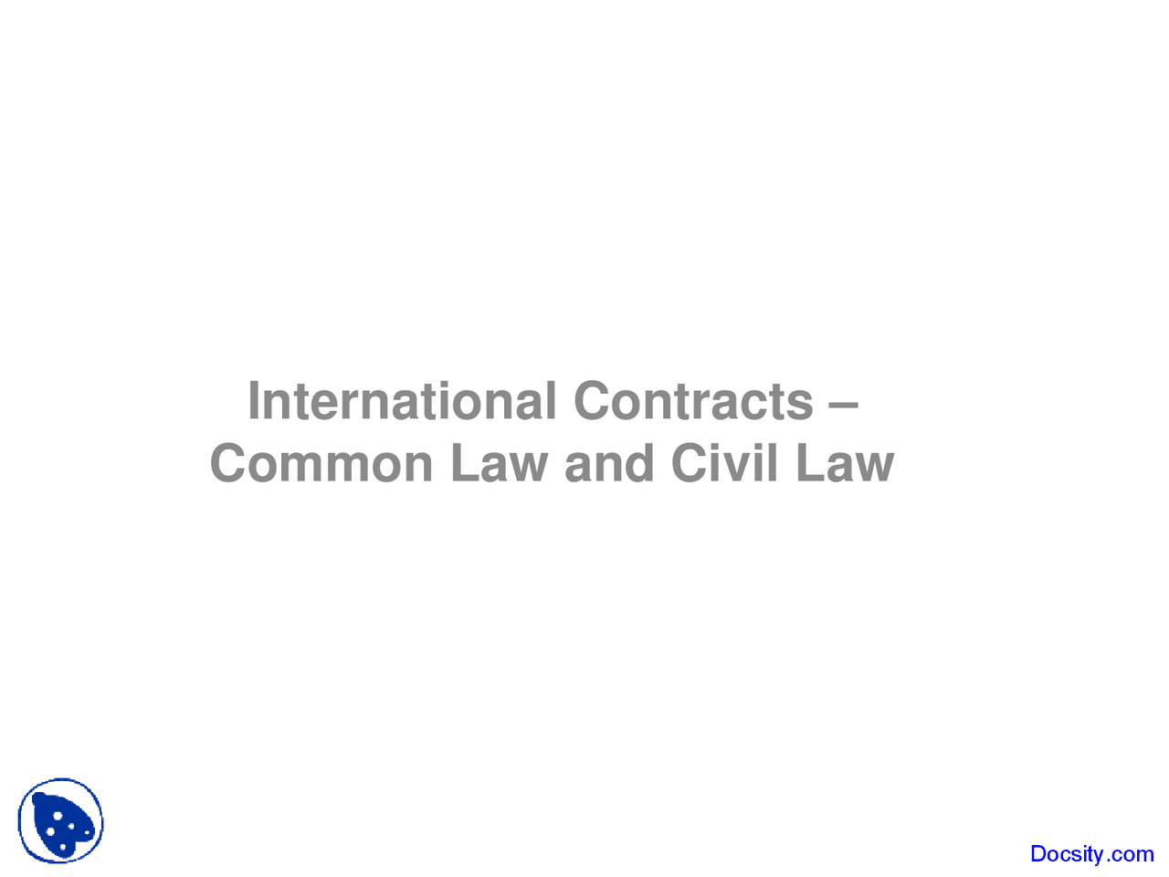International Contracts Civil Law Lecture Slides Docsity