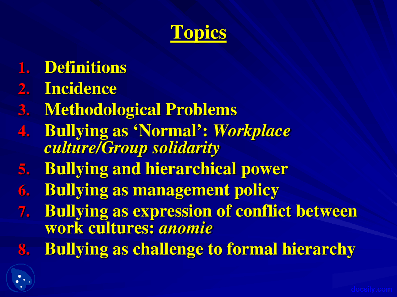 Bullying Work And Industry Lecture Slides Docsity