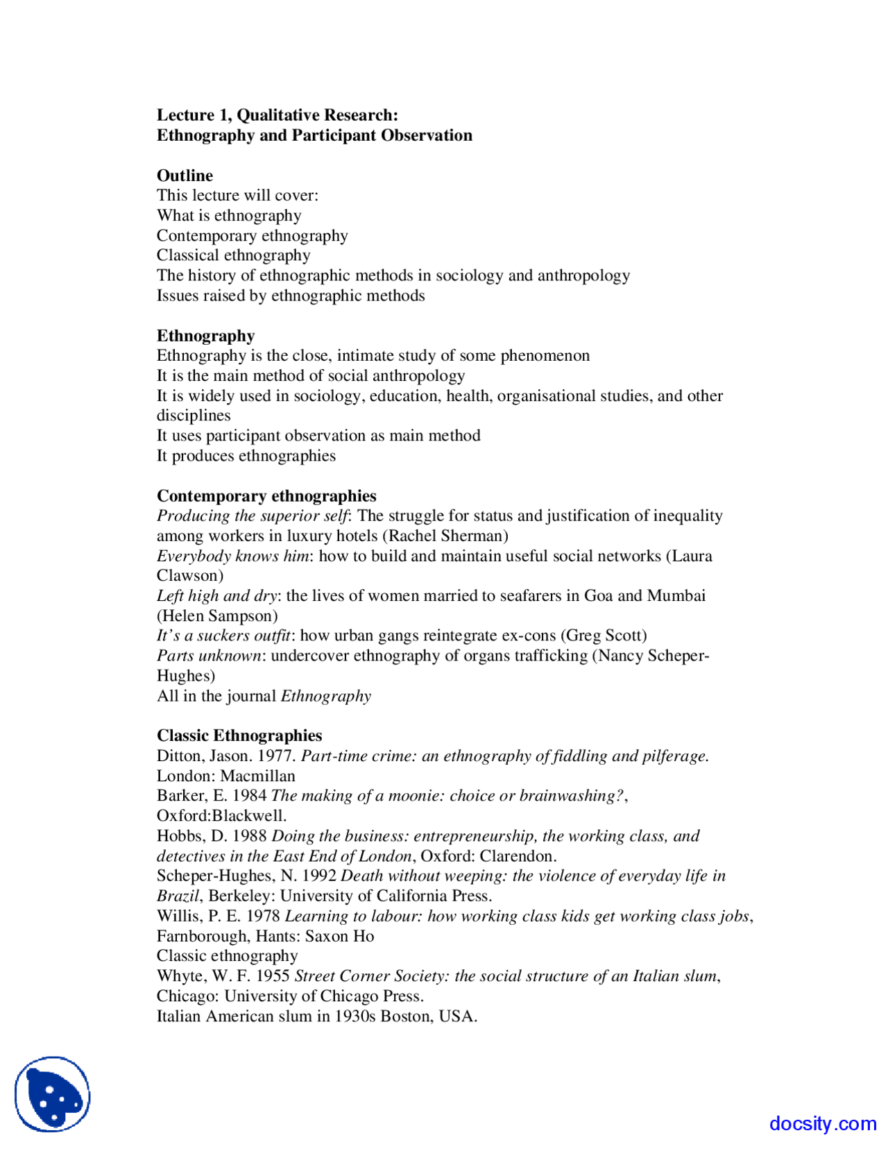 Ethnography and Participant Observation - Social Research Method ...