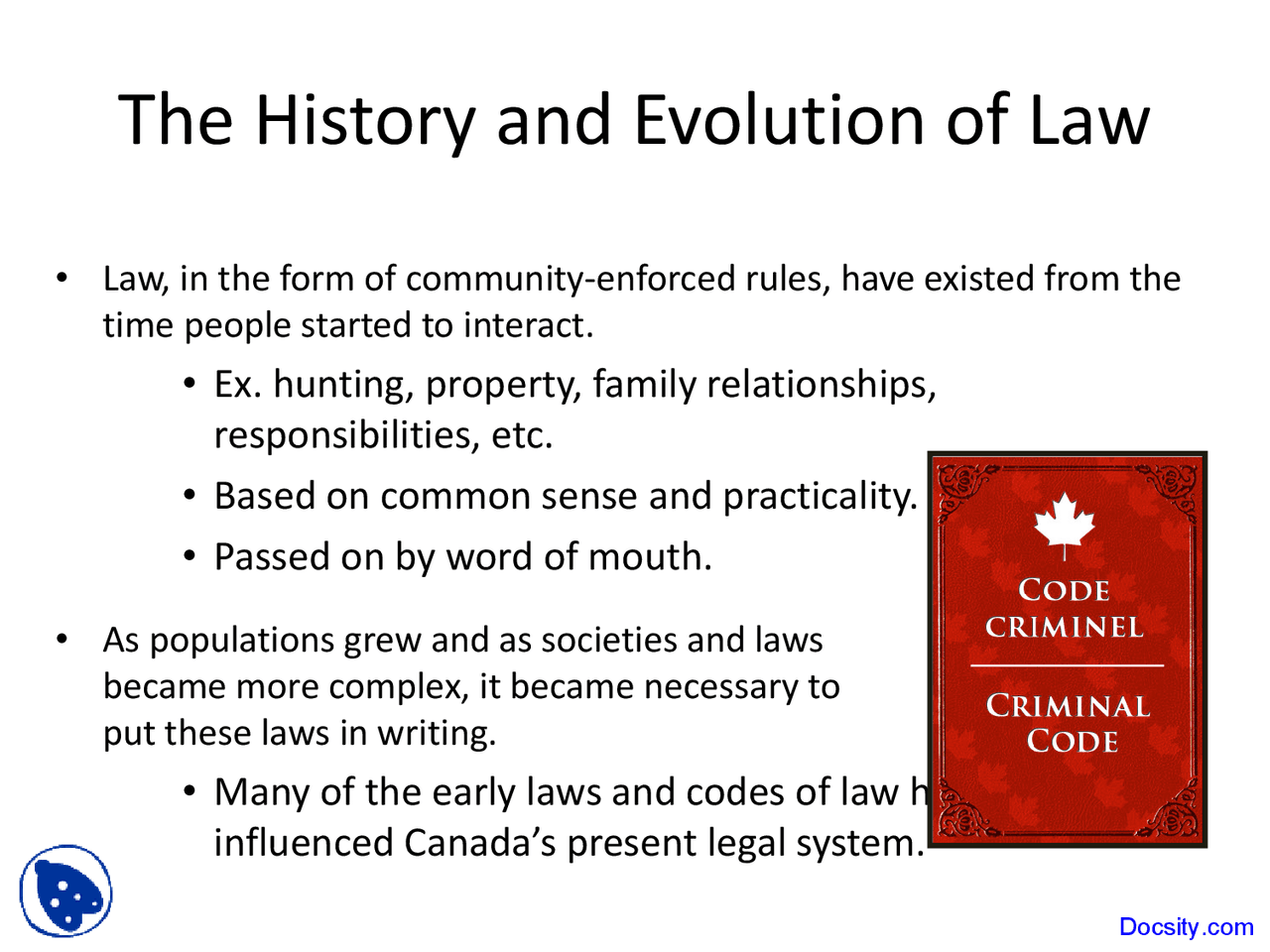 History And Evolution Of Law Law Lecture Slides Slides Law Docsity