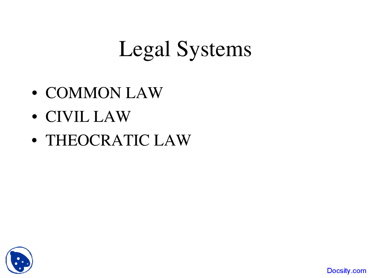Introduction To Legal Systems Civil Law Lecture Slides Docsity