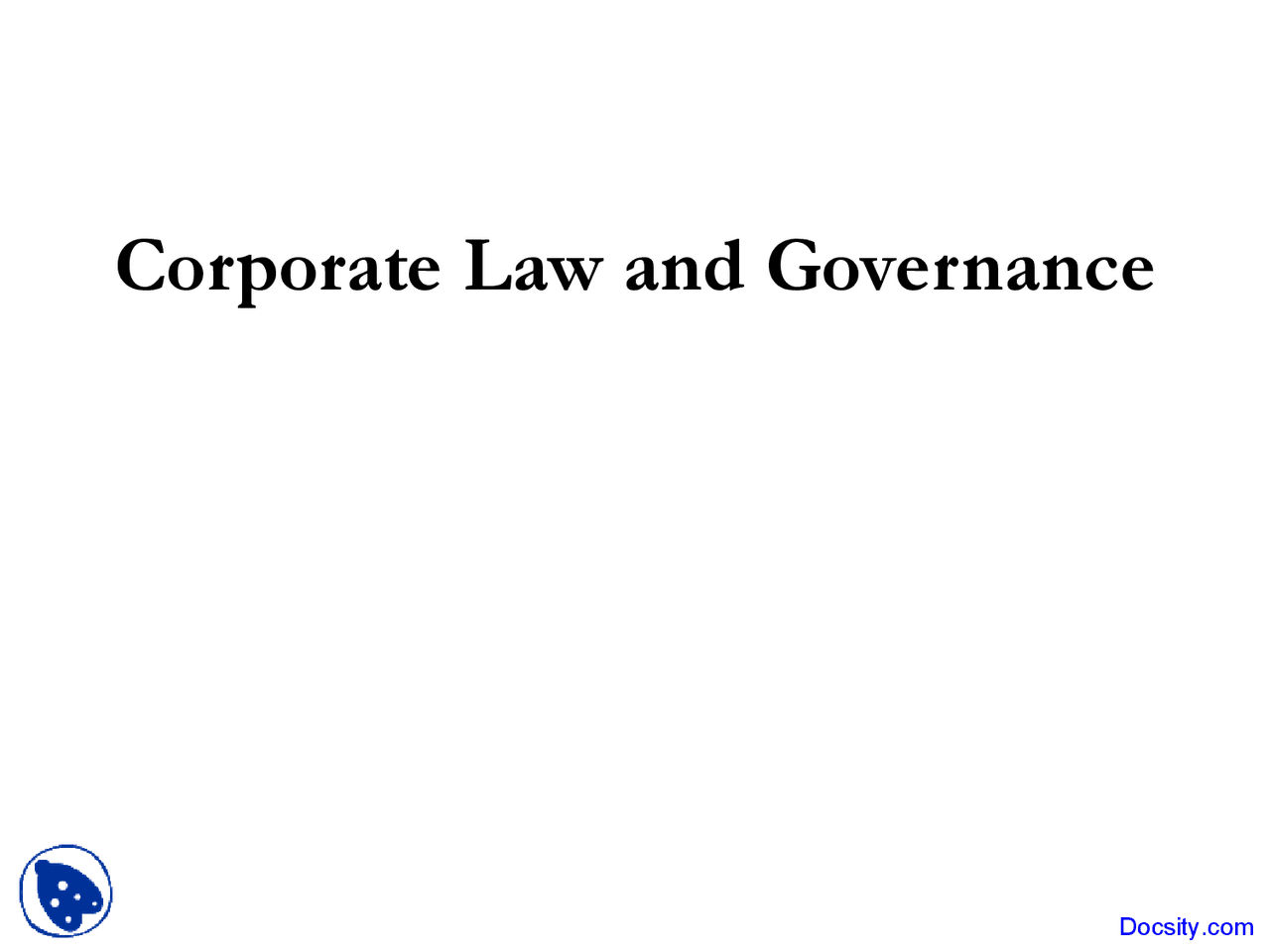 Corporate Law And Governance Corporate Law Lecture Slides Docsity