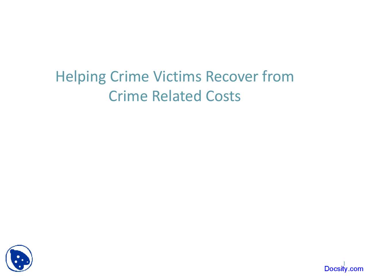 Helping Crime Victims - Criminal Law - Lecture Slides | Slides Criminal ...