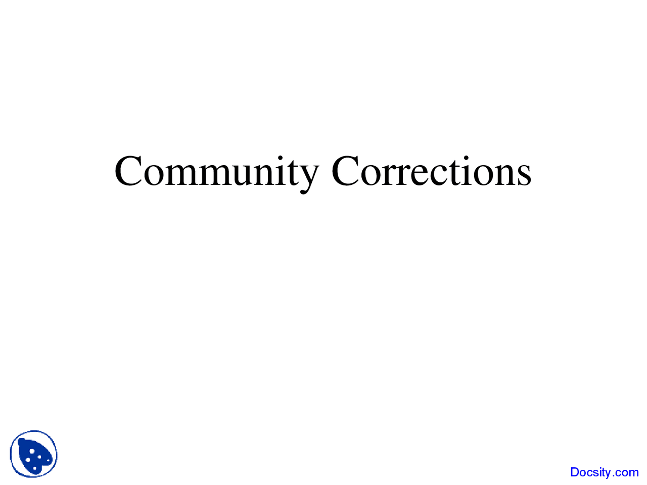 Community Corrections Civil Law Lecture Slides Docsity