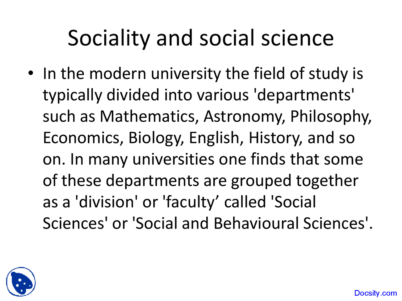 Sociality and Social Science - Political Science - Lecture Slides ...