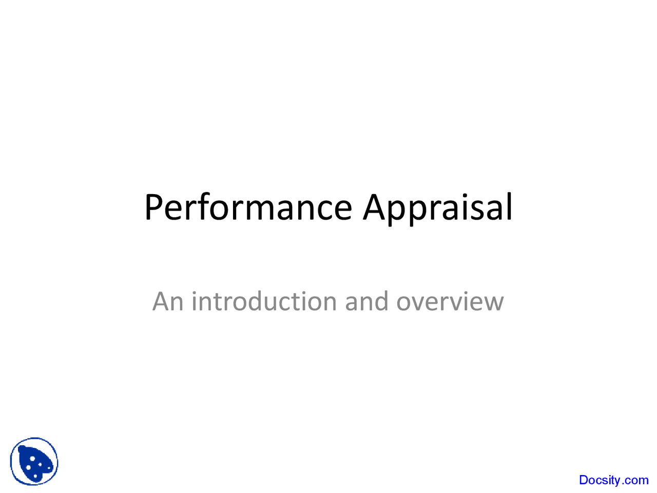 Performance Appraisal Introduction To Evaluation Lecture Slides