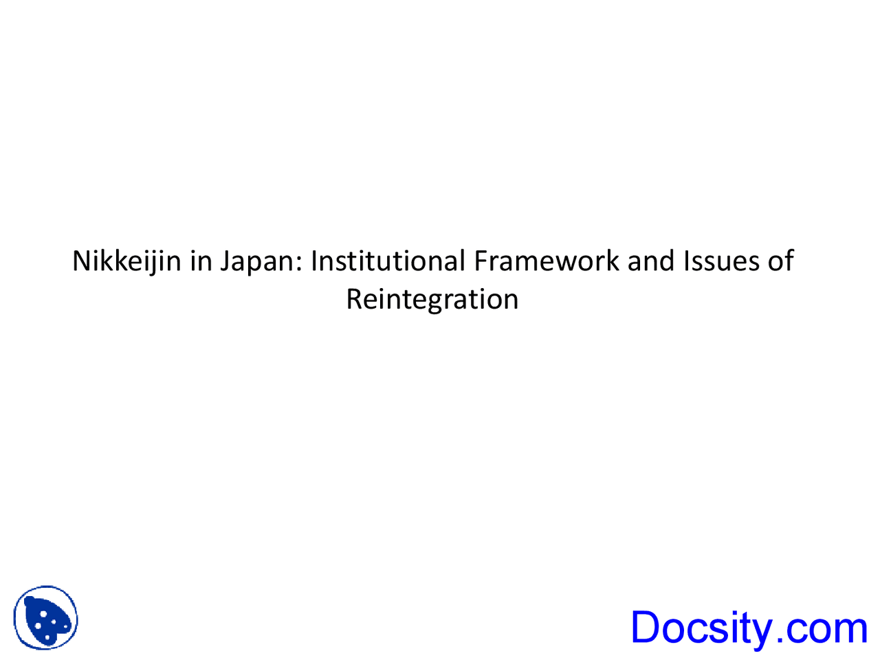 Nikkeijin in Japan: Framework, Reintegration, and Policy Initiatives ...