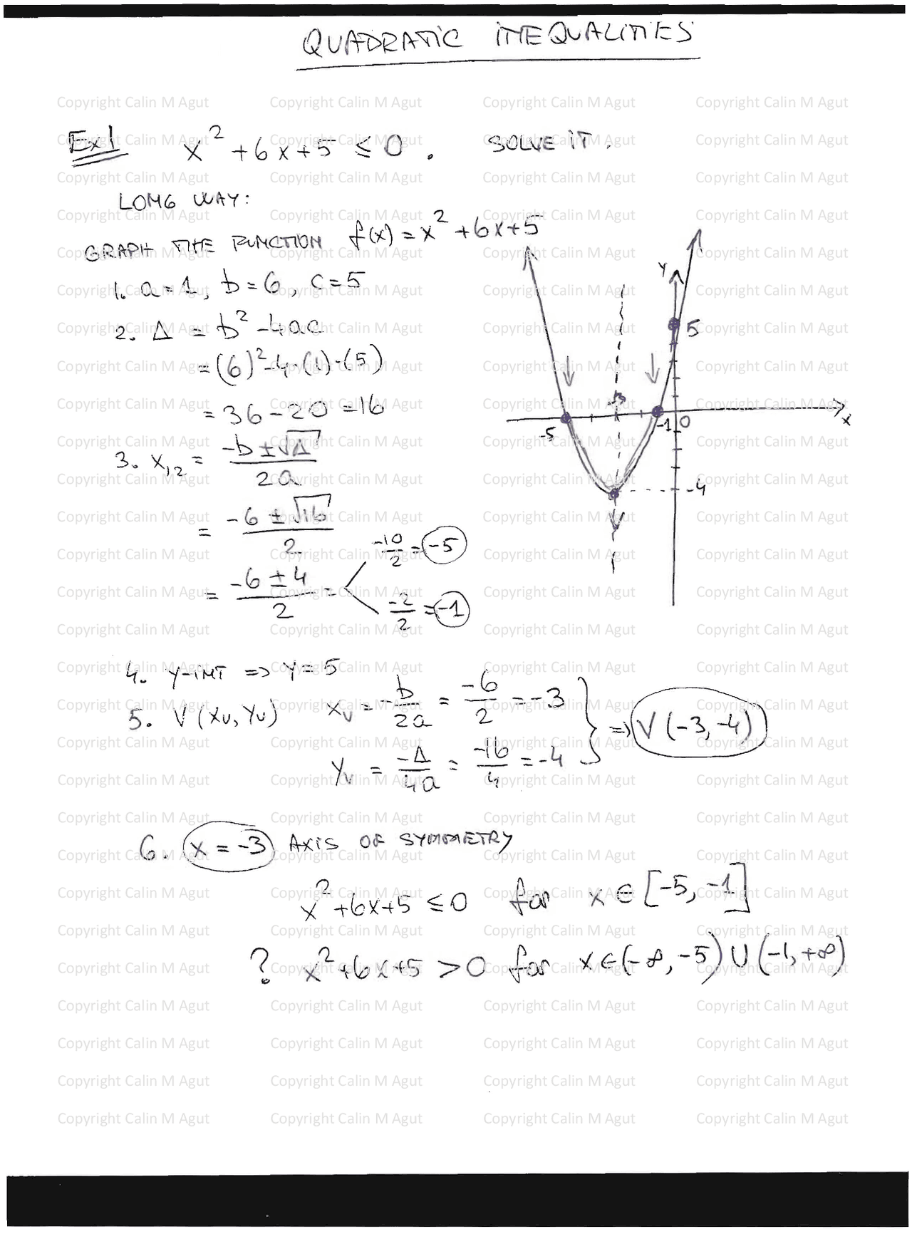 Quadratic Inequalities Algebra Lecture Notes Docsity