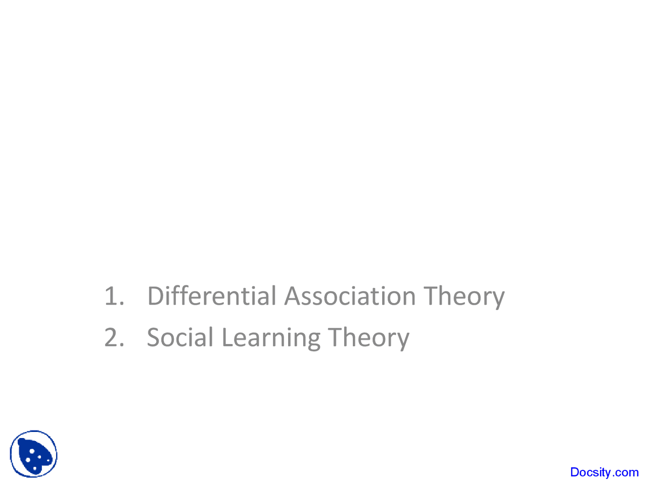 Differential Association Theory Criminology Lecture Slides