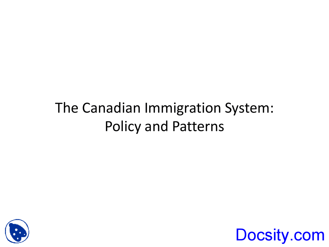 Canadian Immigration System Immigration Law Lecture Slides Docsity