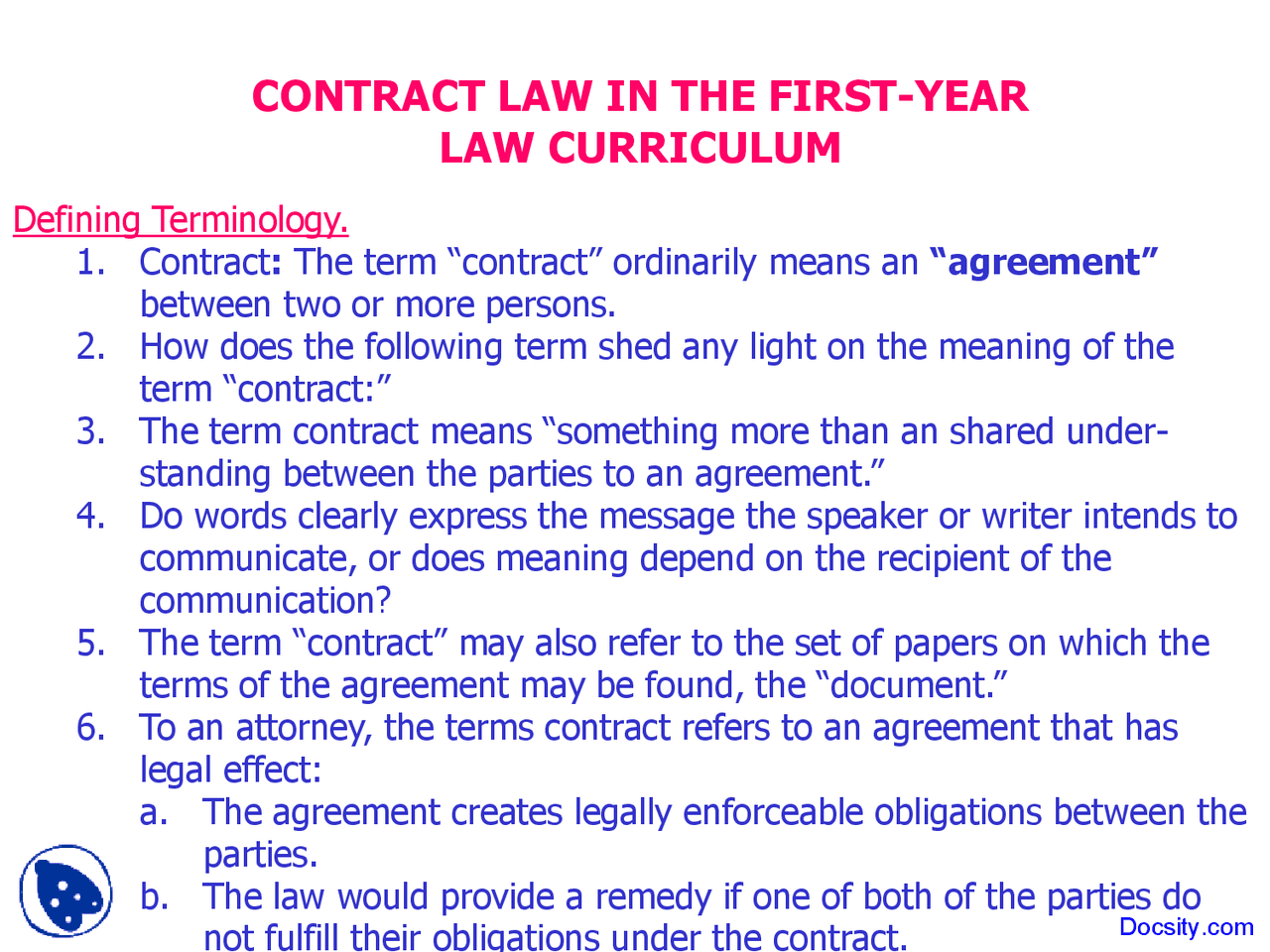 Sources Of Contract Law Law Of Contract Lecture Slides Docsity