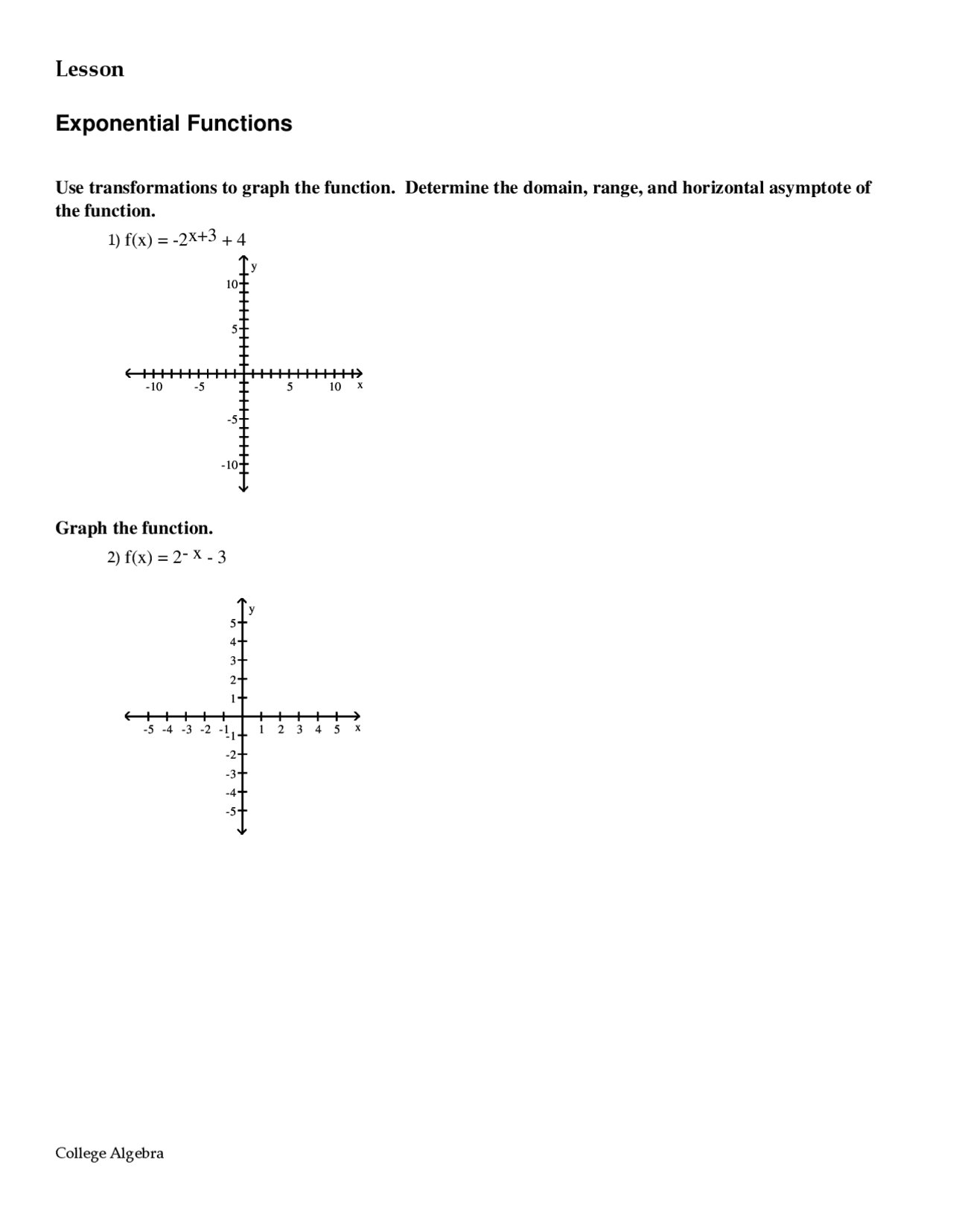 Exponential Function Algebra Lecture Notes Docsity