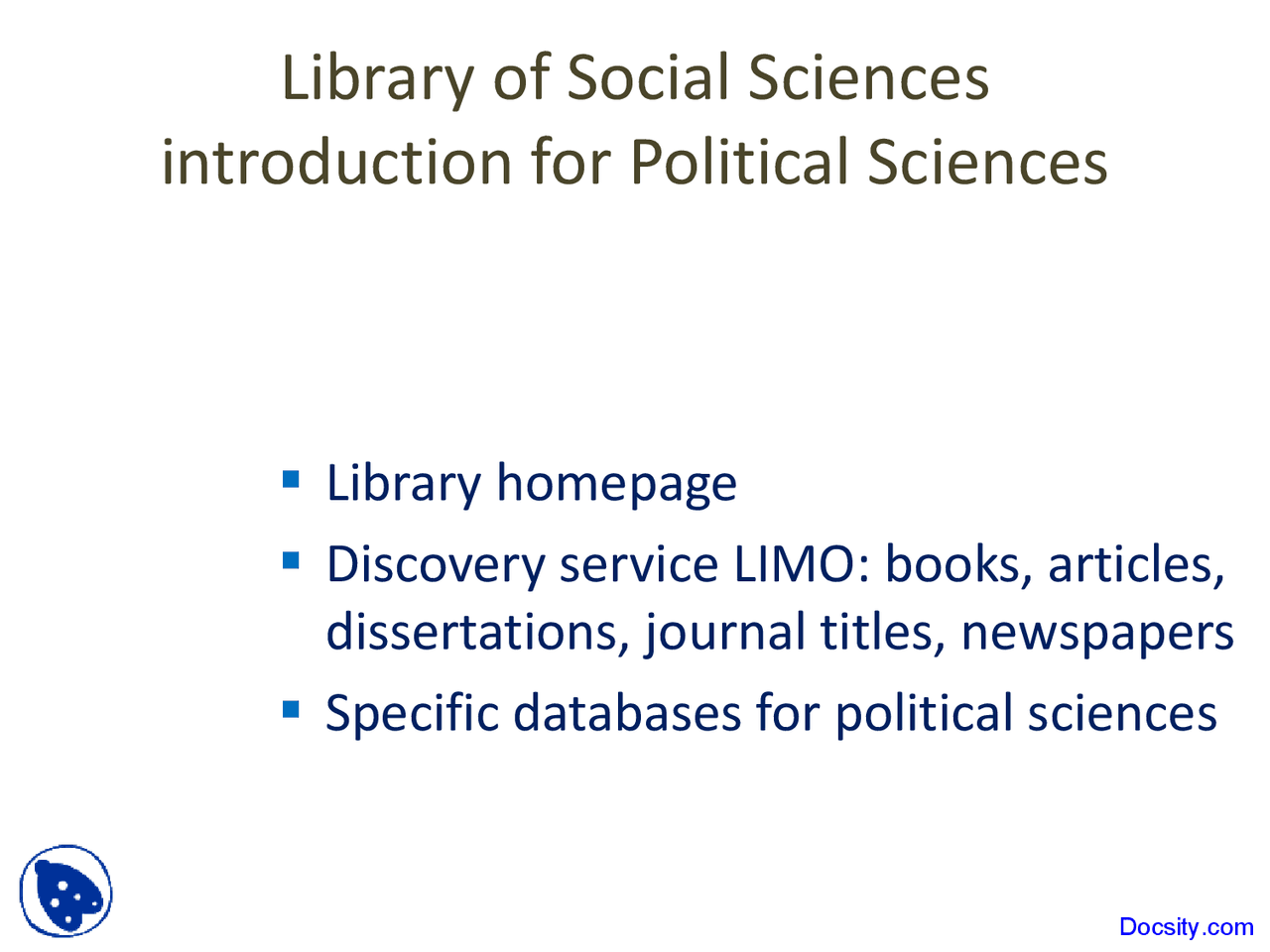 Library Of Social Sciences Political Science Lecture Slides Docsity