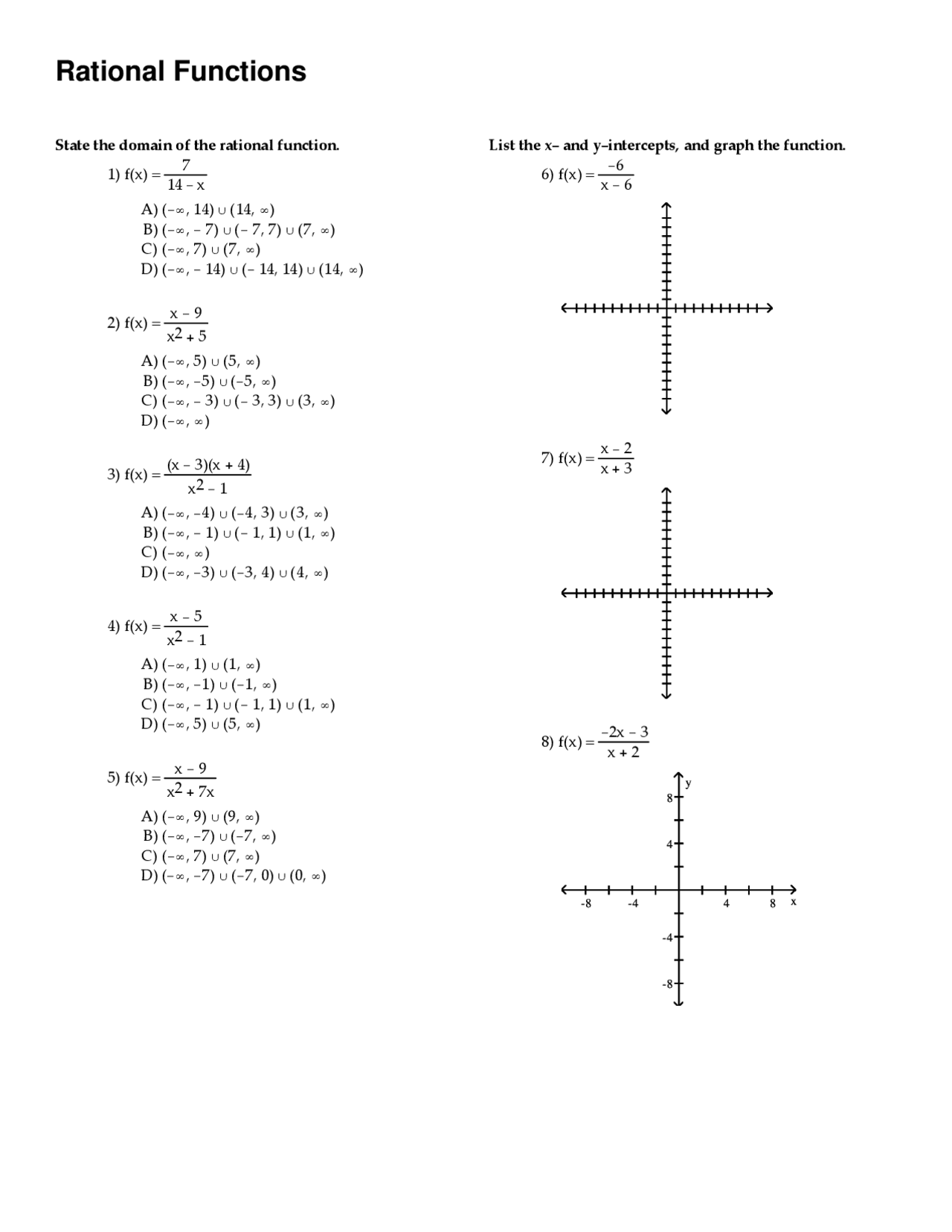 Rational Function Calculus Exercise Docsity