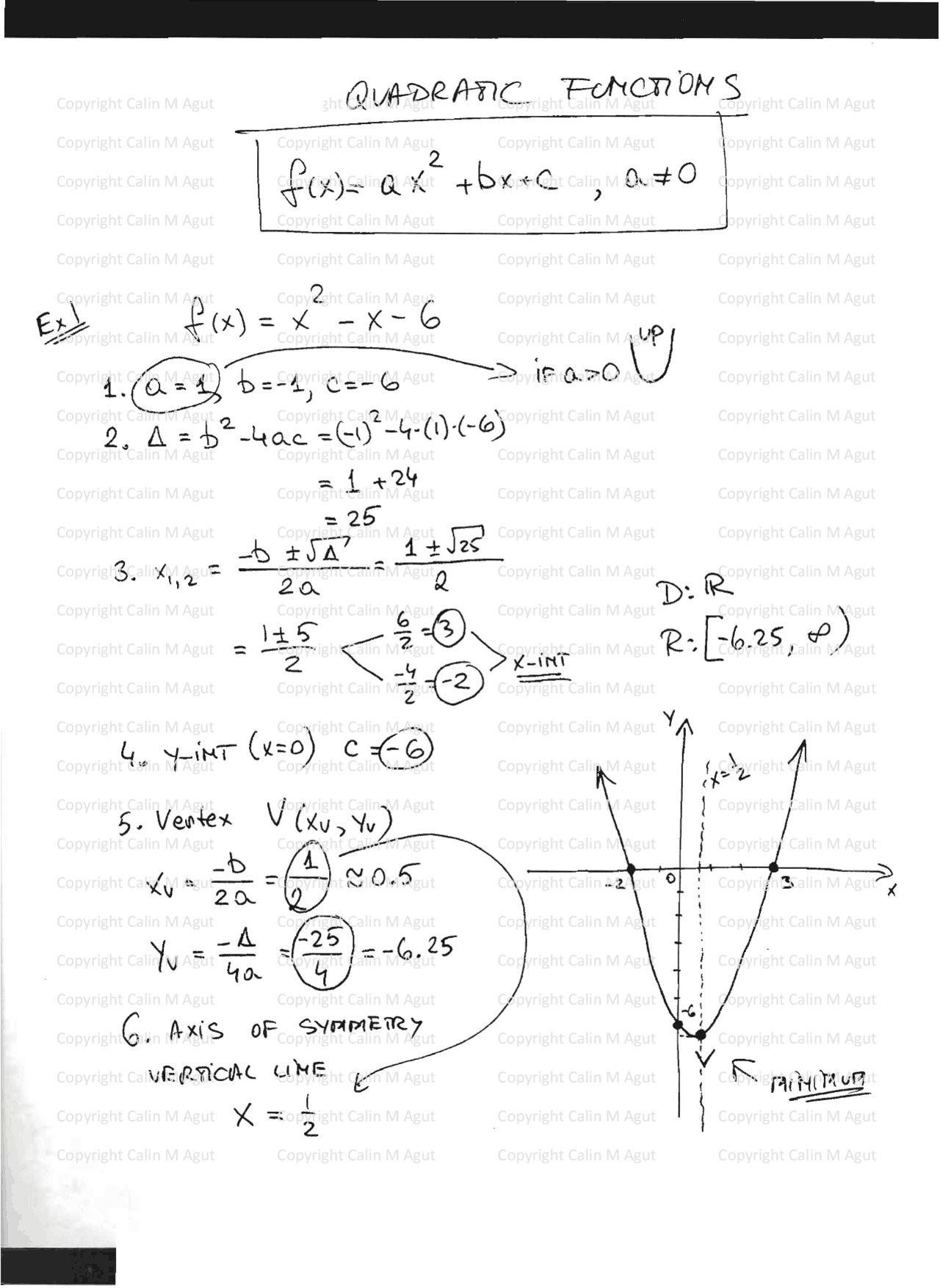 Quadratic Functions Algebra Lecture Notes Docsity