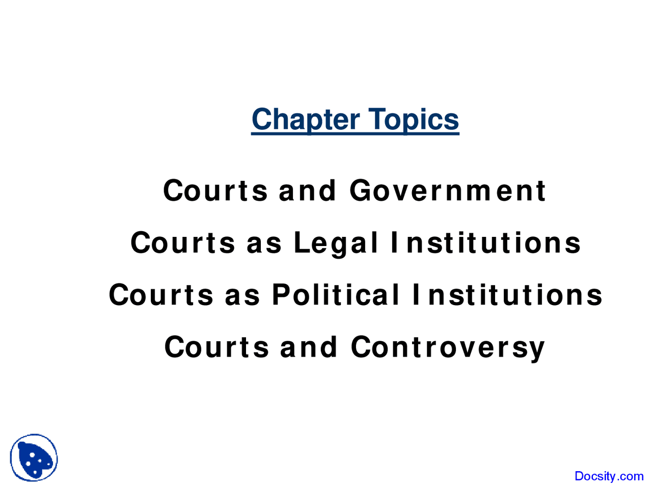 Courts and Government - Political Science - Lecture Slides - Docsity