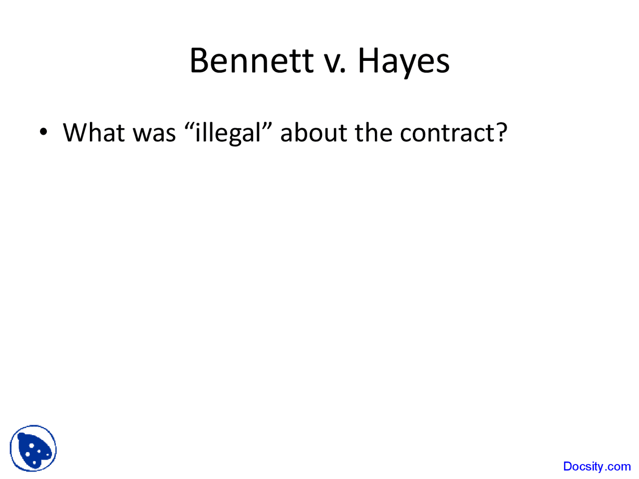 Bennett Law Of Contract Lecture Slides Docsity