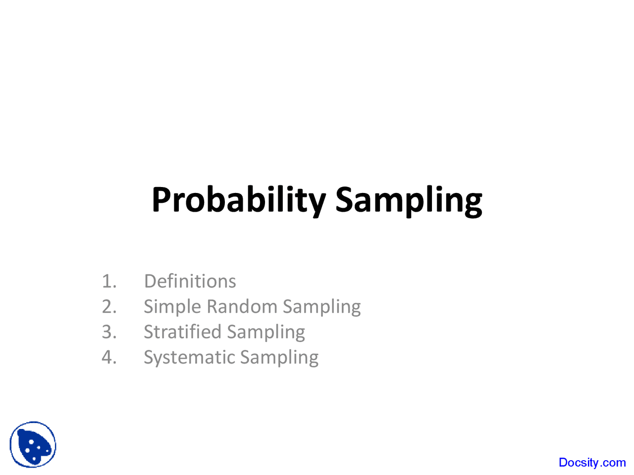 Probability Sampling - Social Research Methods - Lecture Slides | Slides Sociologia | Docsity