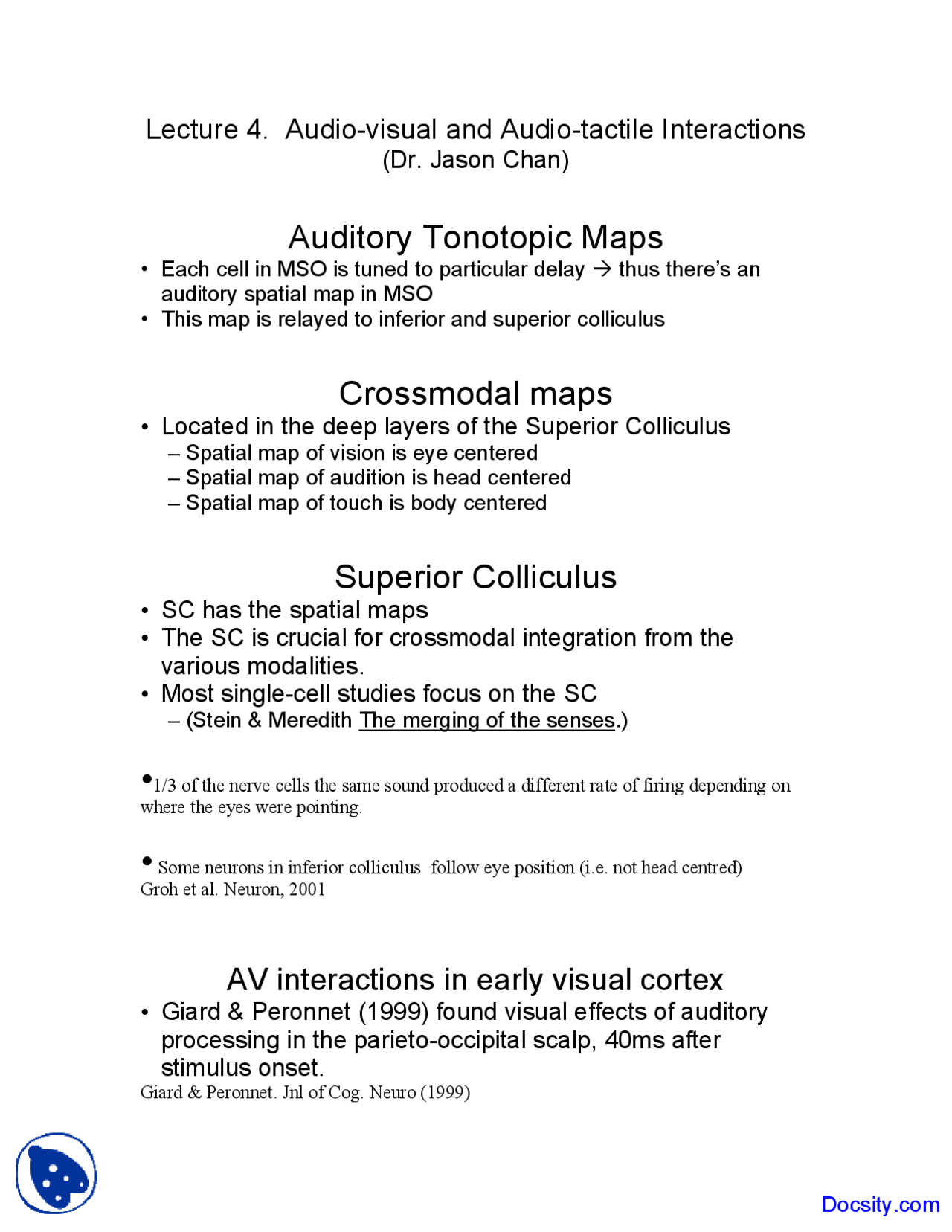 Audio Visual And Audio Tactile Interactions Cross Modal Cognition