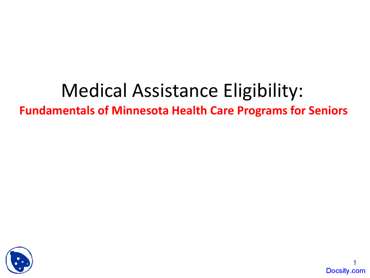 Medical Assistance Eligibility - Medical - Lecture Slides | Slides ...