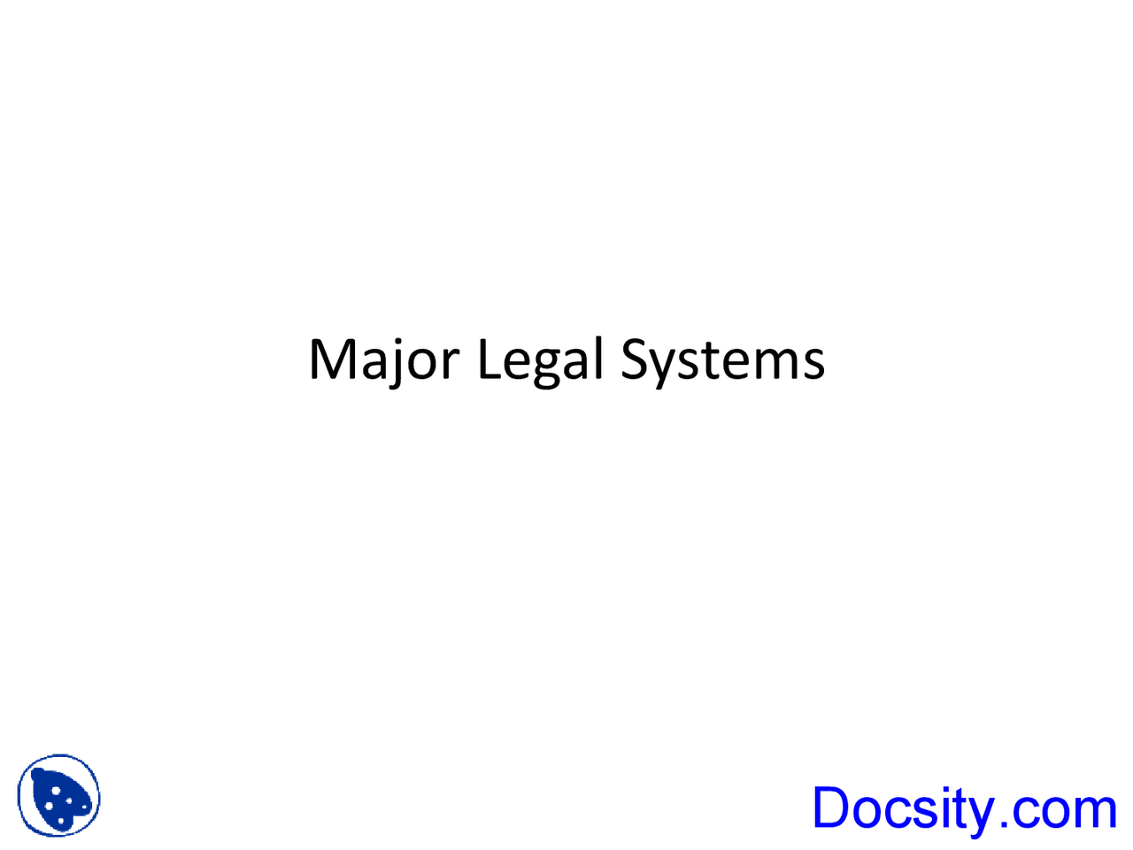 Major Legal Systems Law Lecture Slides Docsity