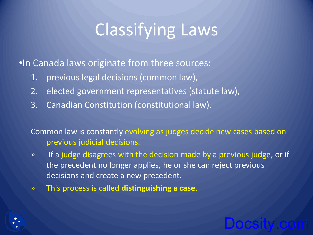 Classifying Laws Law Lecture Slides Docsity