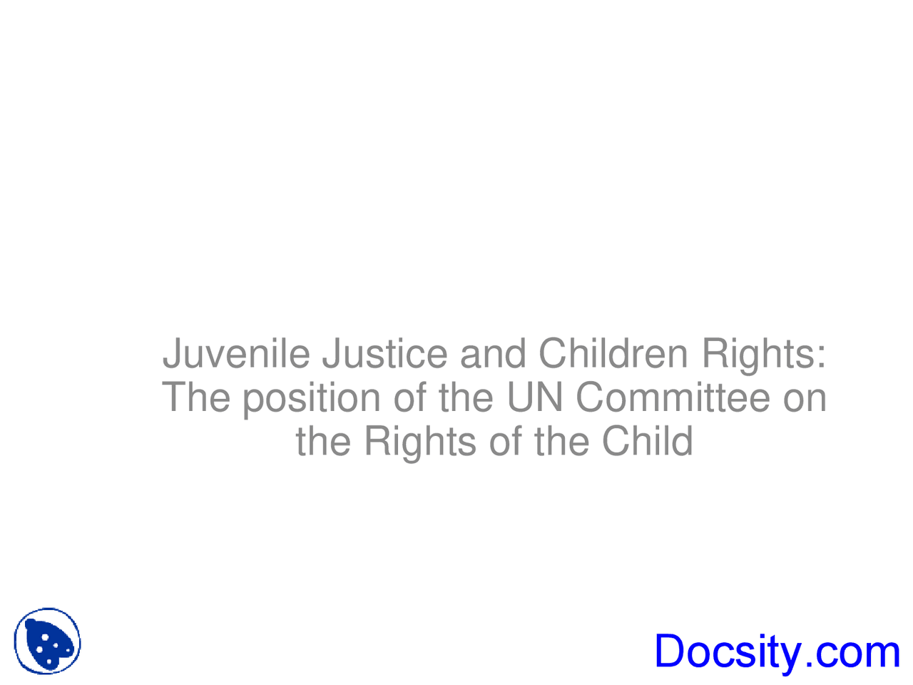 Juvenile Justice and Children Rights - Law - Lecture Slides | Slides ...