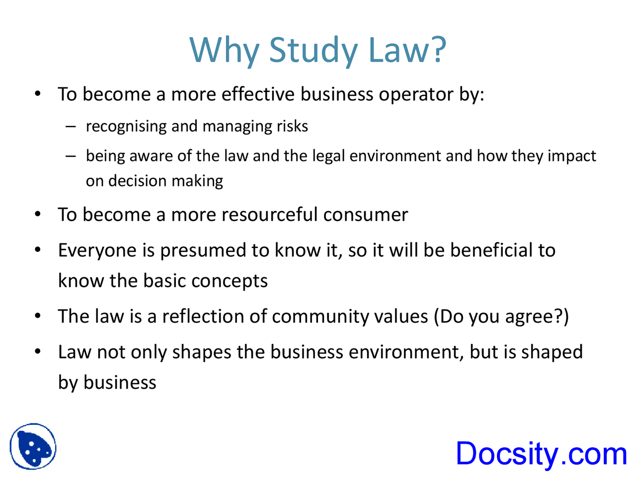 Study Law - Law - Lecture Slides - Docsity
