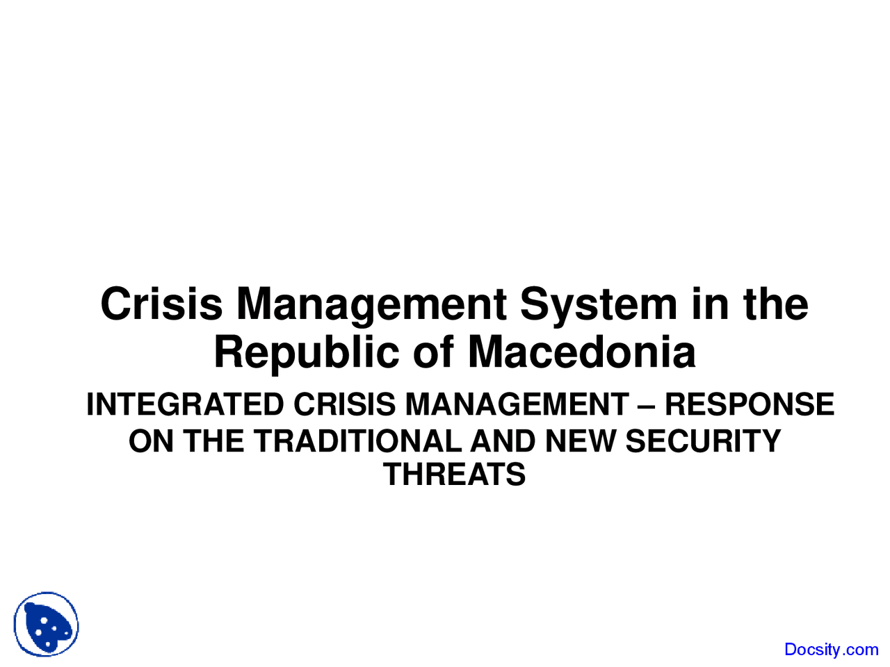 Crisis Management System Law Lecture Slides Docsity