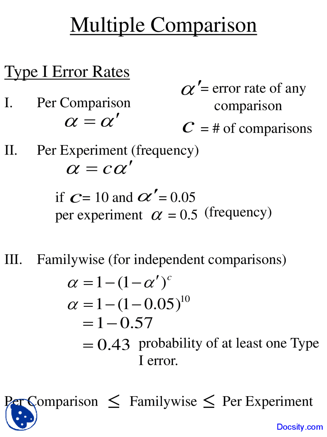 Multiple Comparison Data Analysis In Psychology Lecture Slides