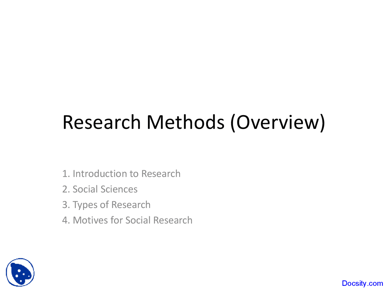 Research Methods Social Research Methods Lecture Slides Slides