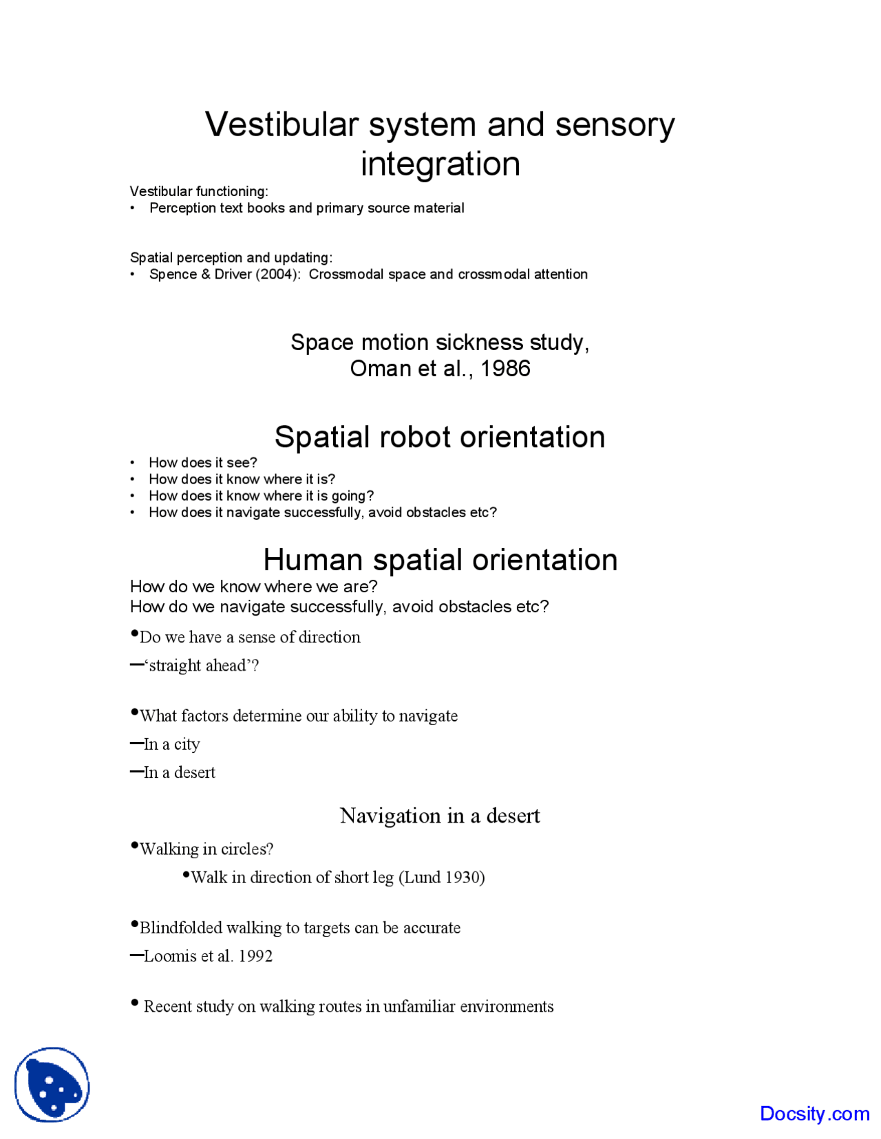 Vestibular System And Sensory Integration Cross Modal Cognition