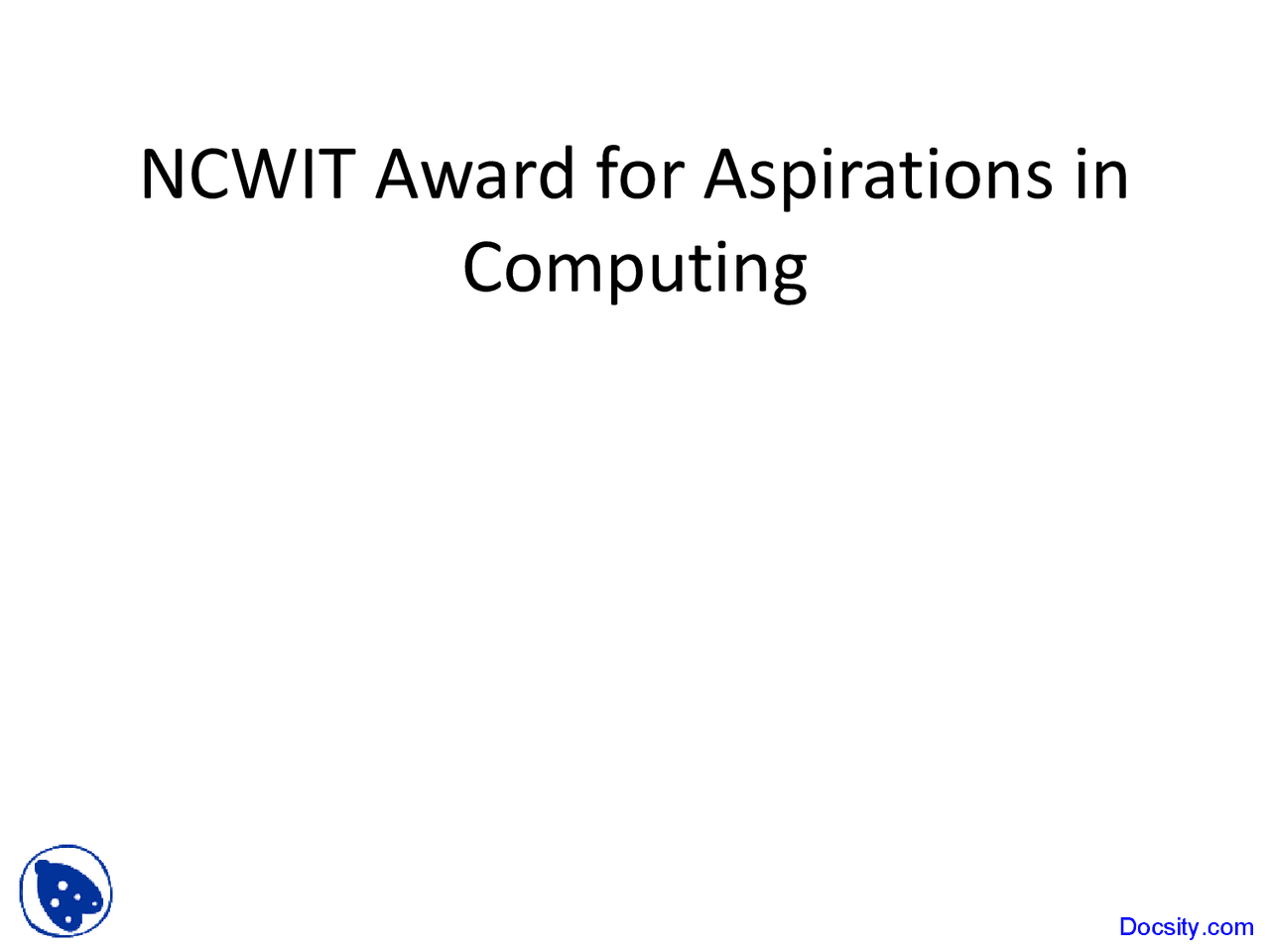 Aspirations in Computing - Introduction to Computer Science - Lecture Slides - Docsity