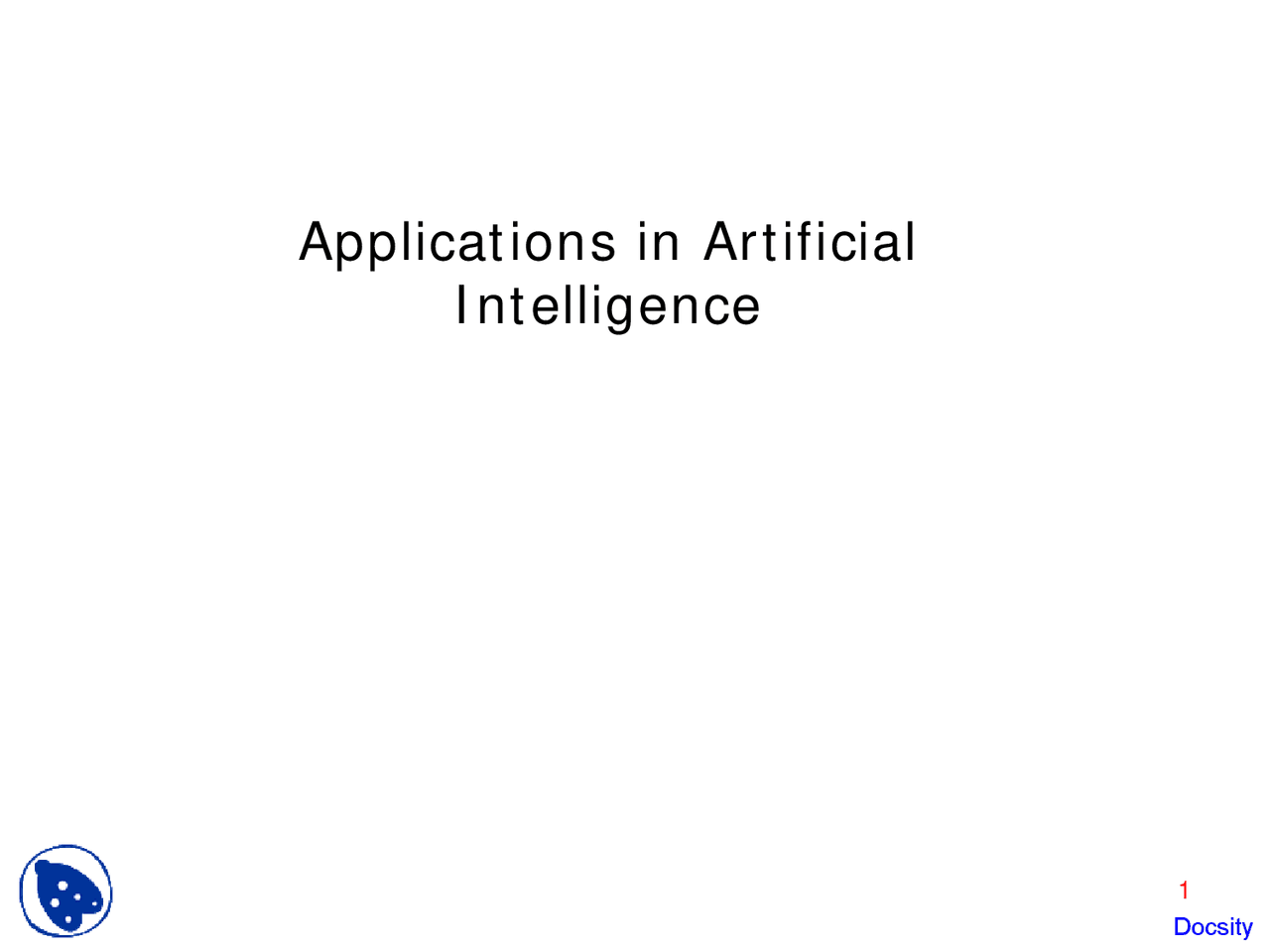 Applications in Artificial Intelligence - Docsity