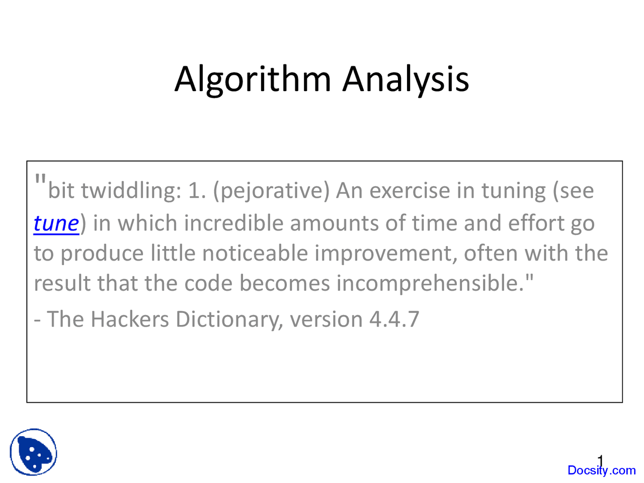 Algorithm Analysis Fundamentals Of Computer Science Lecture Slides