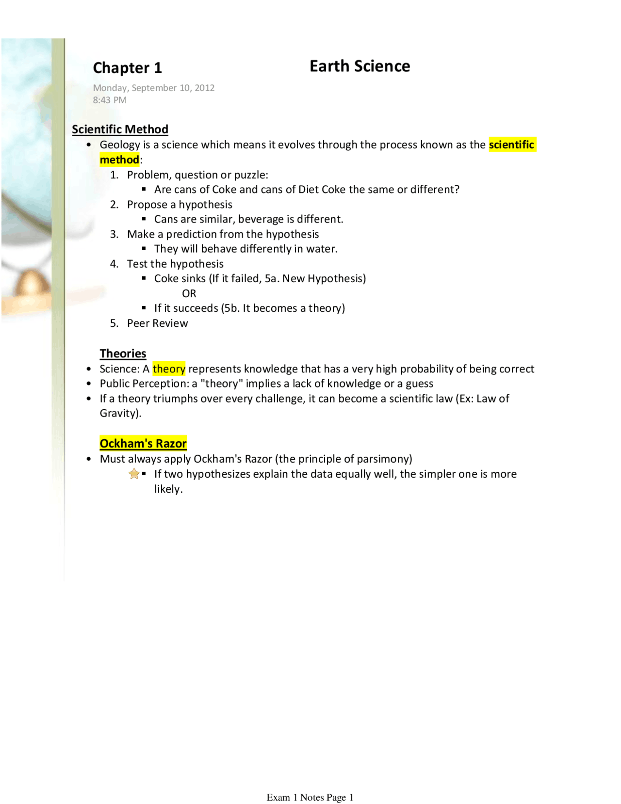 Earth Science Geology With Lab Notes Geol 1030 Docsity
