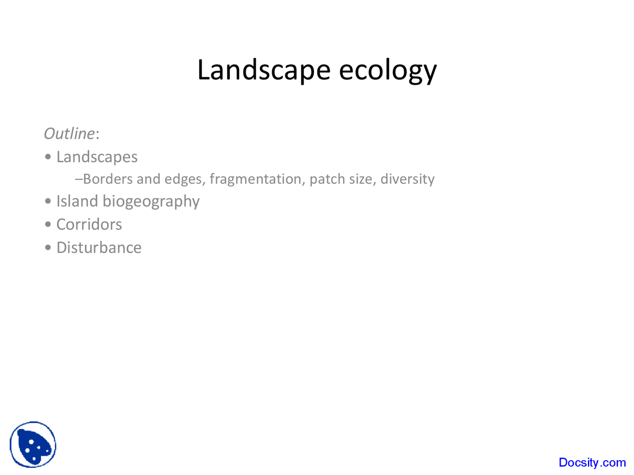 Landscape Ecology Ecology Lecture Slides Docsity