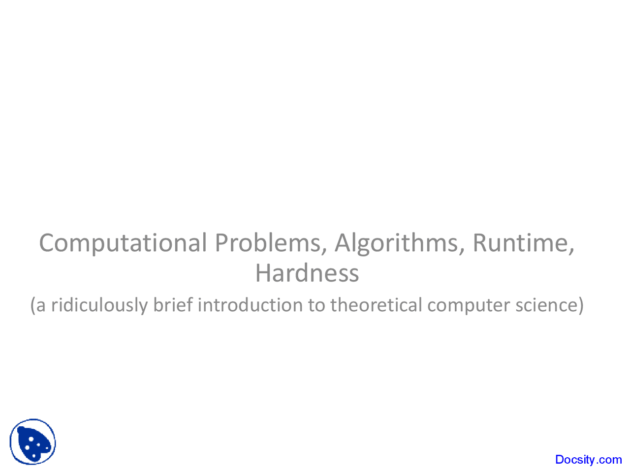 Computational Problems - Information and Organizations - Lecture Slides | Slides Advanced ...