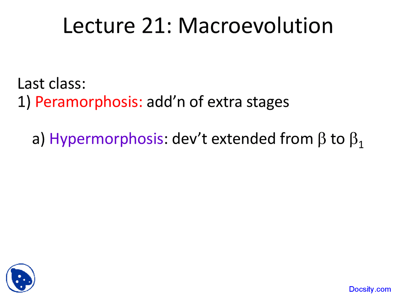 Macroevolution Evolution Lecture Slides Docsity