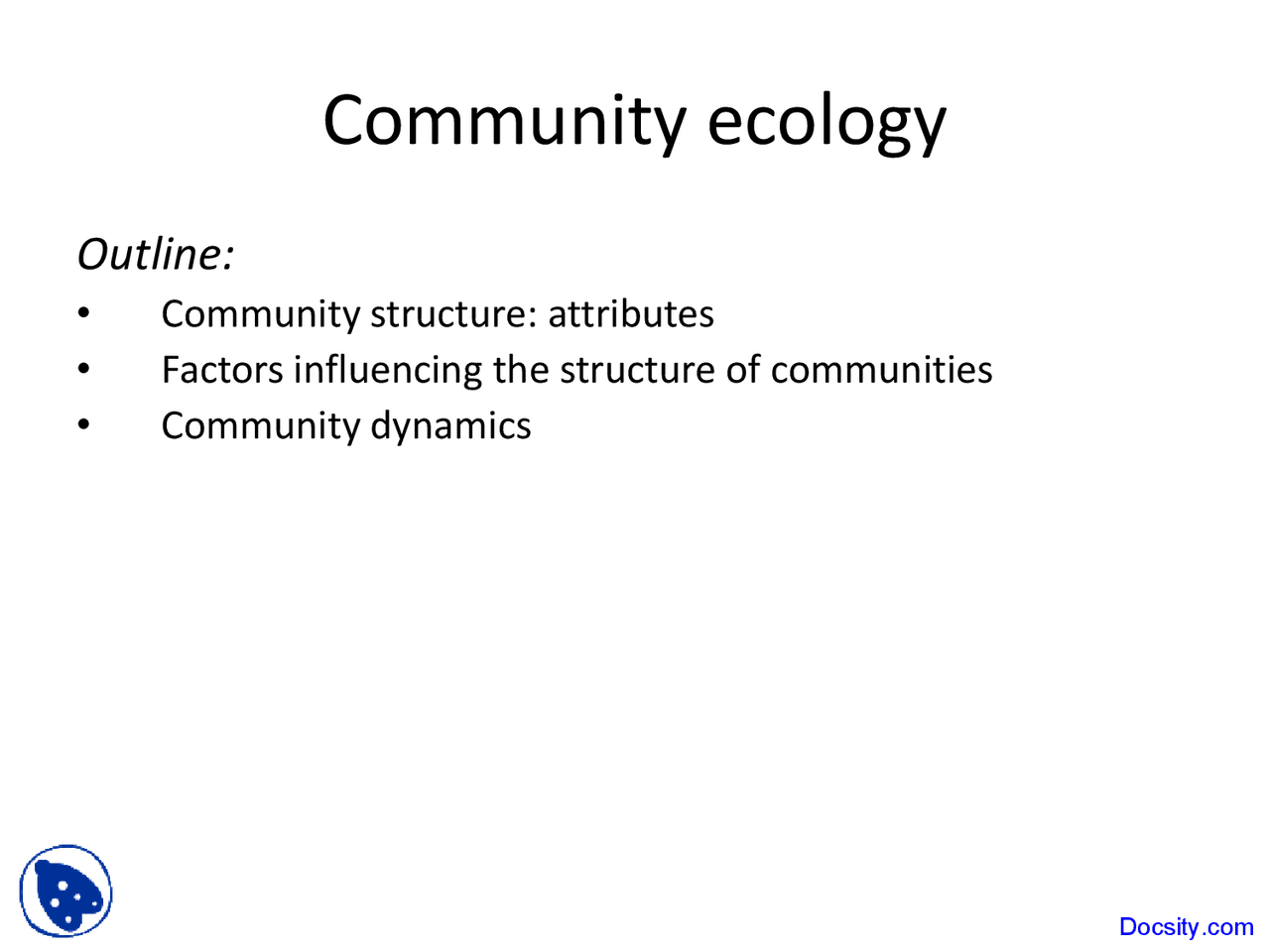 Community Ecology Ecology Lecture Slides Docsity
