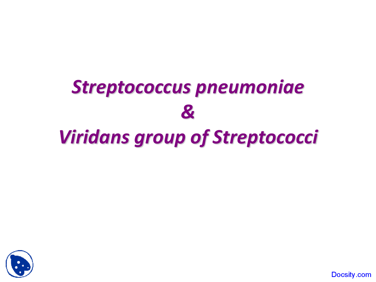 Streptococcus Pneumoniae Bacteriology Lecture Slides Slides