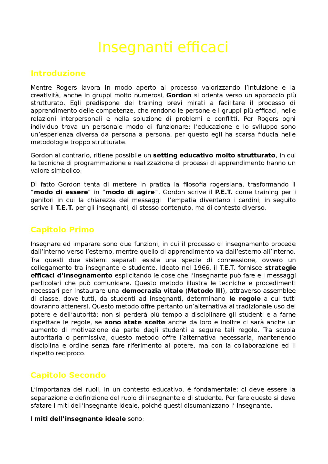 Insegnanti Efficaci Gordon Riassunto Psicologia Dei Processi Di