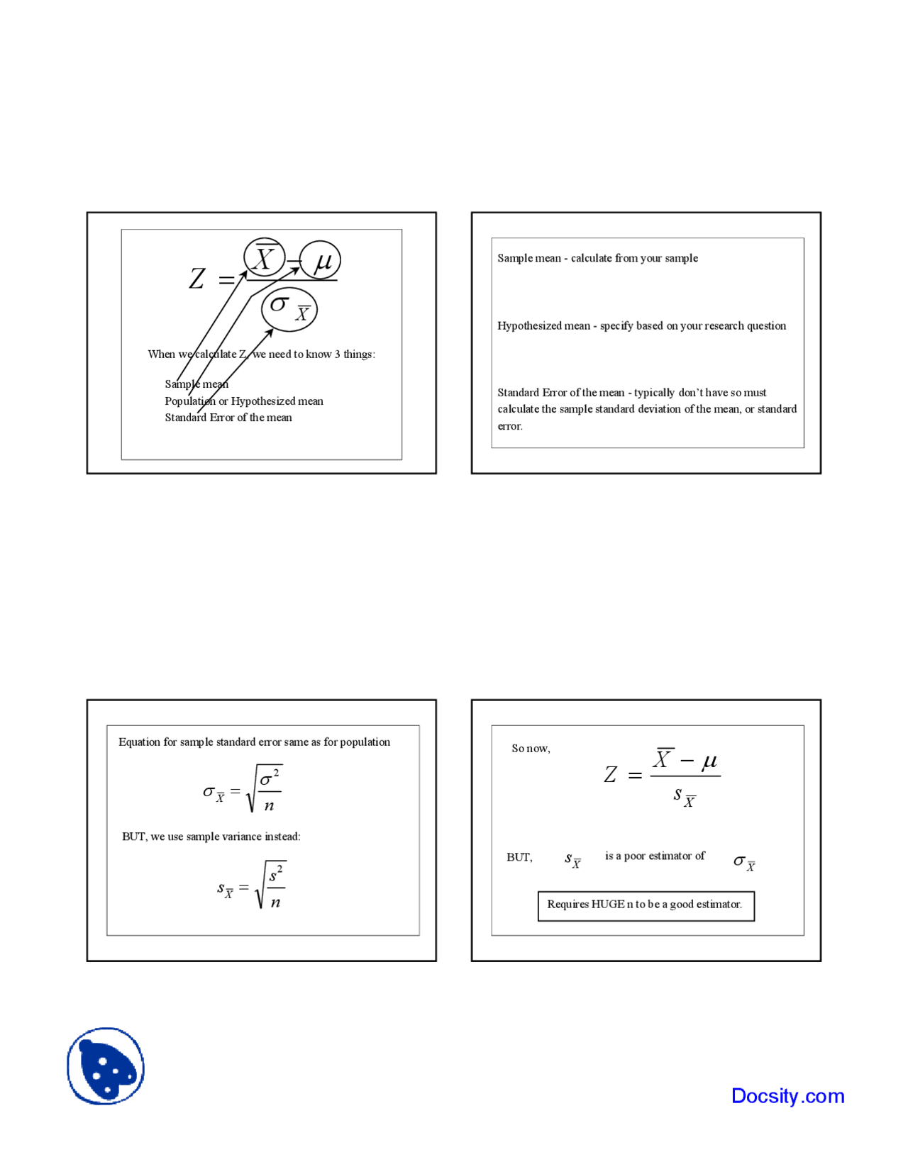 Sample Mean Analysis Of Biological Data Lecture Slides Docsity