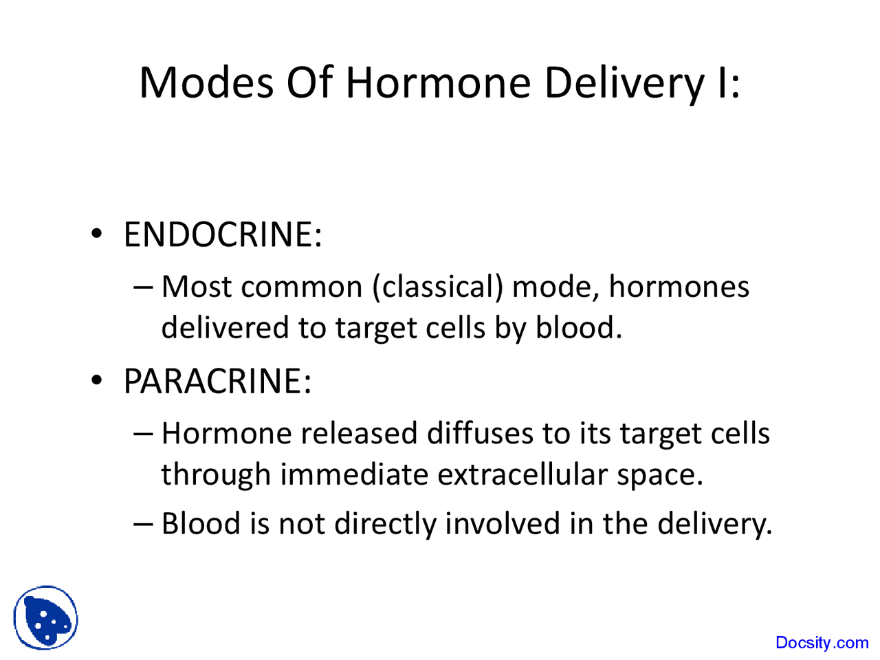 Modes of Hormone Delivery - Introduction to Human Physiology - Lecture ...