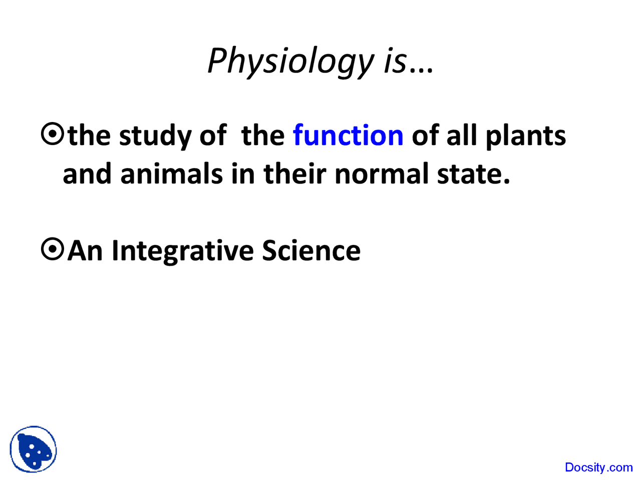 Integrative Science Introduction To Human Physiology Lecture Slides