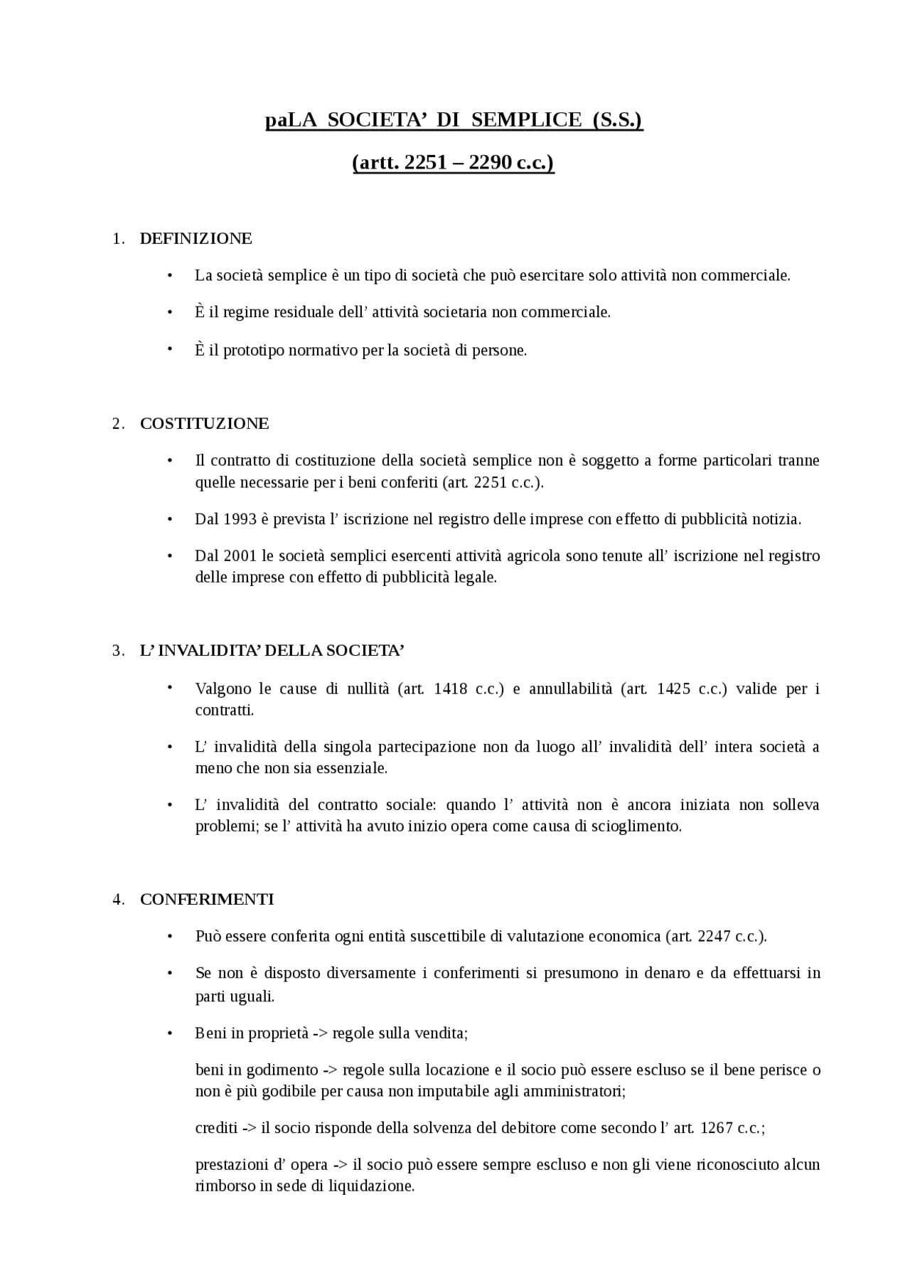 La Società Di Persone Campobasso Schema Docsity