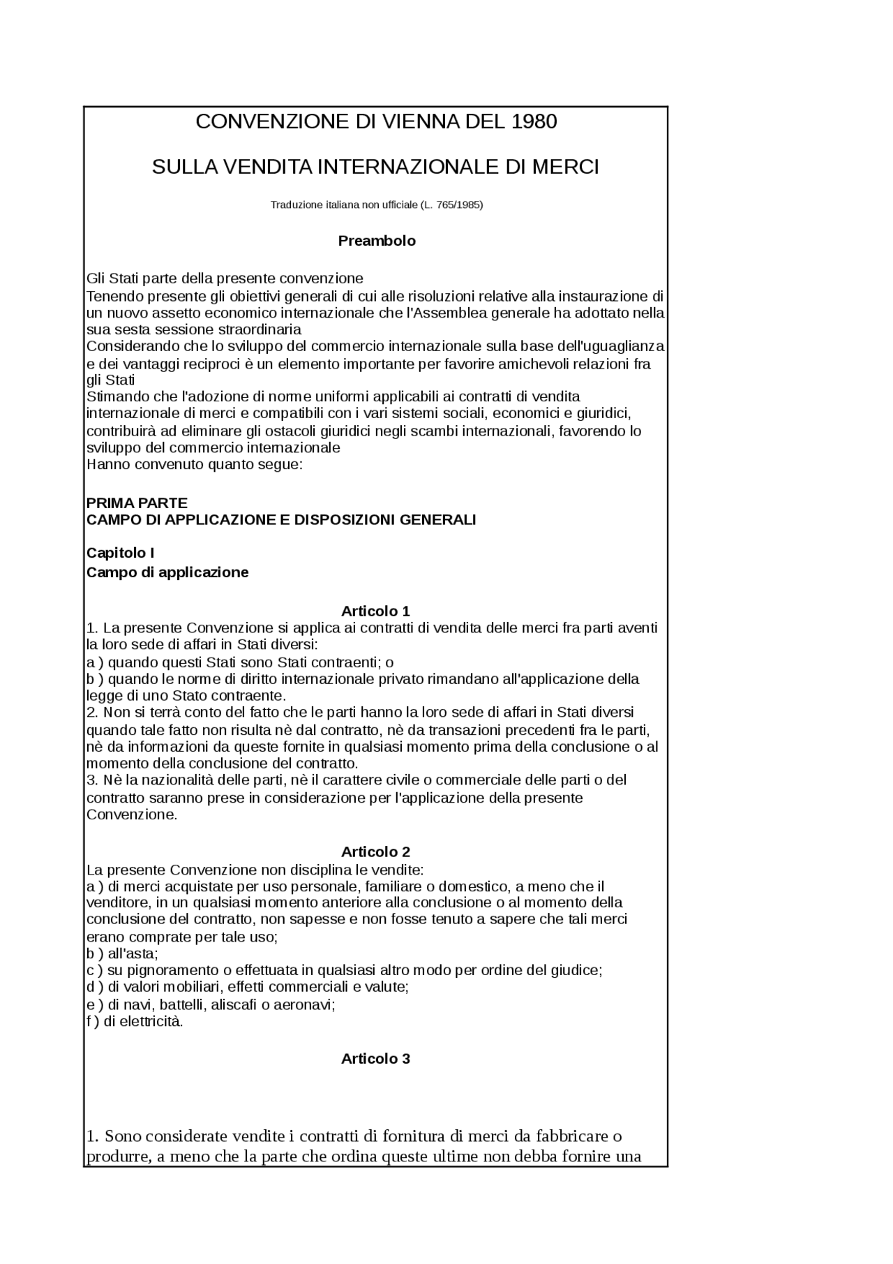 Convenzione Vienna 1980 - Docsity