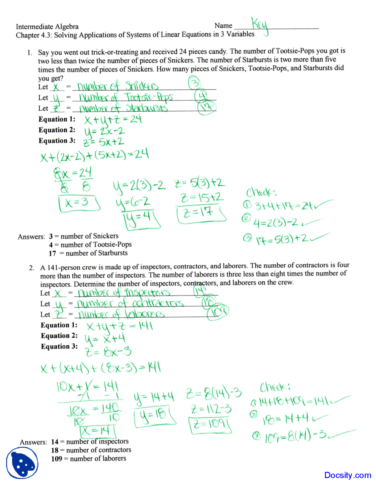 Solving Applications Three Systems Intermediate Algebra Solved