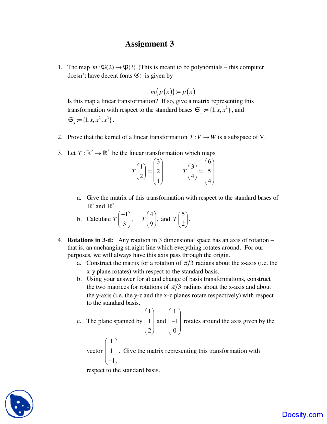 Polynomials Math Assignment Docsity