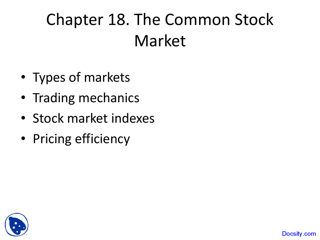 Common Stock Market - Banking and Financial Markets - Lecture Slides ...